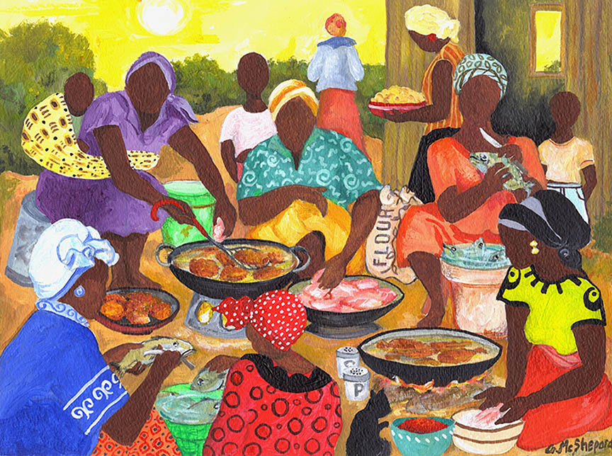 GM - African Series - Fish Fry © Gwendolyn McShepard - Ansada Licensing ...